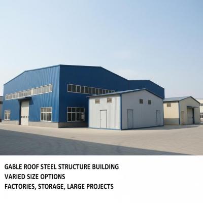 China Gable Roof Steel Structure Building in Varied Size Options Perfect for Factories Storage Units and Large Scale Projects for sale