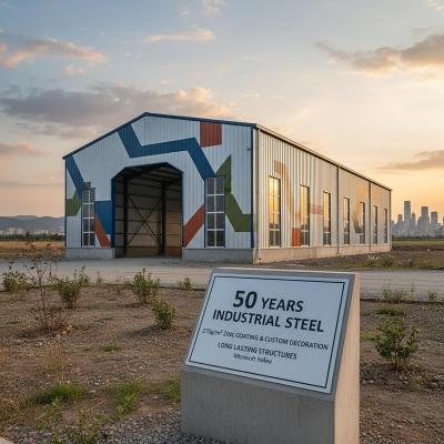 China 50 Years Industrial Steel Building Featuring 275g per Square Meter Zinc Coating and Custom Decoration for Long Lasting Structures for sale