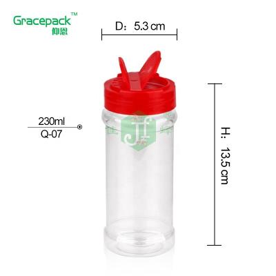 China empty salt/pepper/chili powders bulk spice bottles 8oz PET plastic spice jar for sale