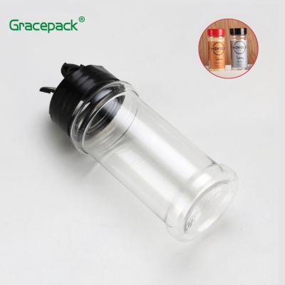 China Free Sample Plastic PET pepper packing shaker plastic spice jars/salt and pepper containers 100ml PET spices shaker for sale