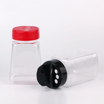 China 4 Oz Empty Square Clear Plastic Salt Herb Seasoning Spice Packing Bottle Jar With Flip Top Lids for sale