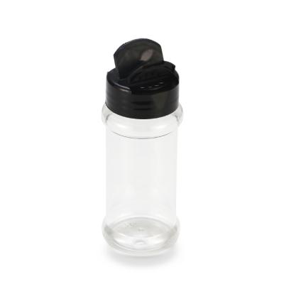 China Empty Pepper Portable Seasoning Shaker Spice Jar Pet Plastic Clear Salt Spice Bottle With Flip Top Lid for sale