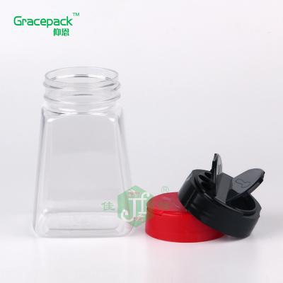 China Free Samples china supplier RPET Clear Spice Jars with Flip Top Lid Plastic Salt spicy jar for sale