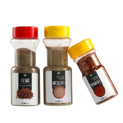 China BPA Free Pet Pepper Seasoning Shaker Bottle Plastic Spice Jar Pet Plastic Clear Salt Spice Bottle With Flip Top Lid for sale