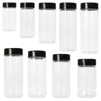 China Hot New Products Plastic Pet Clear Bbq Salt And Pepper Shaker Empty Salt Bottle Spice Jar for sale