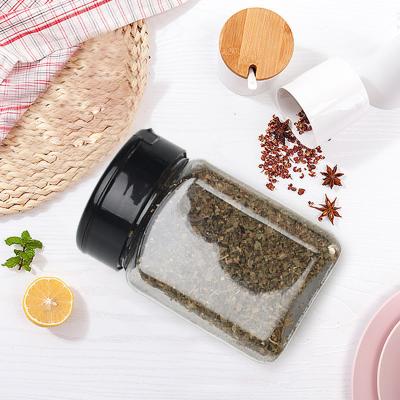 China High Quality Wholesale Square Cheap Plastic Spice Bottle With Flip Top Cap/ Seasoning Jar With Dual Open Shaker Lid for sale