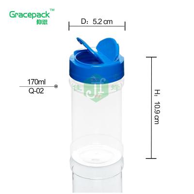 China Clear empty spice bottles 3oz plastic PCR RPET salt shaker spice jars for sale
