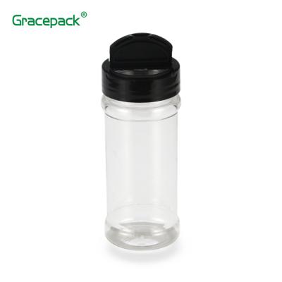 China Free Samples Packaging Seasonsing  Plastic Shaker Bottle ,Plastic Pepper Powder Container, Clear PET Plastic Spice Jar for sale