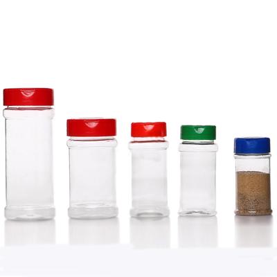 China Honest suppliers Free Sample empty spice bottles Clear plastic 100ml PET salt shaker Plastic spice jar for sale