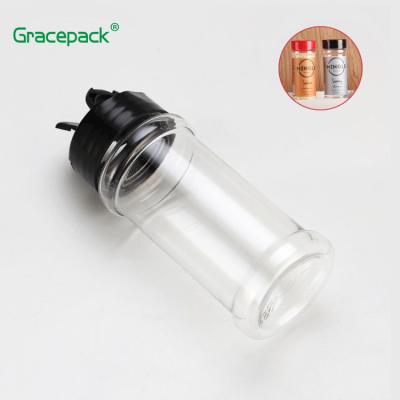 China Food Grade Seasonsing Plastic Shaker Bottle ,Plastic Pepper Container With Flip lid, Clear PET Plastic Spice Jar for sale
