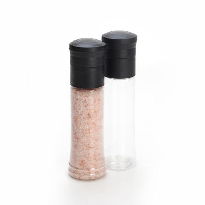 China Transparent Convenient 350ml Spice Salt Pepper Mills PET Plastic Bottle With Grinder for sale
