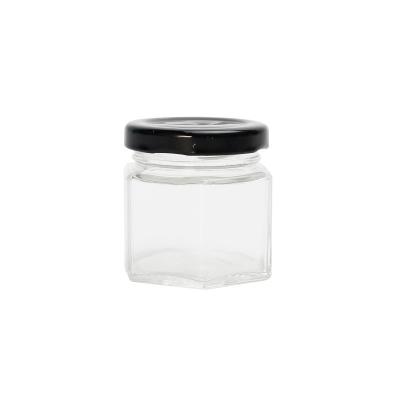 China Factory Sell 80Ml 100Ml 120Ml 200Ml Hexagon Glass Food Storage Container Honey Jar With Metal Lid for sale