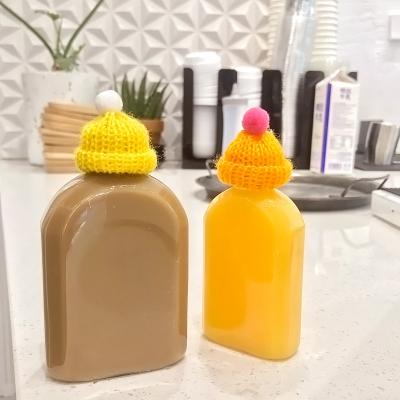 China Wholesale New 2022 120ml 250ml 300ml Clear Flat Flask Beverage Packaging Cold Brew Coffee Milk Tea Milk Fruit Wine Bottle Tea for sale