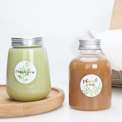 China Round Drinking Tea Bottle 350Ml 360Ml 500Ml Juice Milk Yogurt Beverage Bottle Plastic With Aluminum Cap for sale
