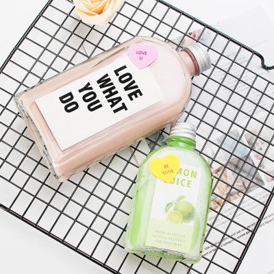China Wholesale Proper Price 16Oz 500Ml Flat Rectangle Shape Glass Juice Bottles Tea Milk Drinking Bottle for sale