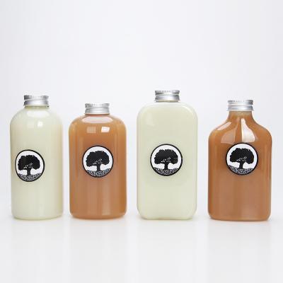 China 16Oz 500Ml Custom Transparent Coffee Disposable Beverage Square Containers With Tamper Evident Lids Plastic Juice Bottle for sale