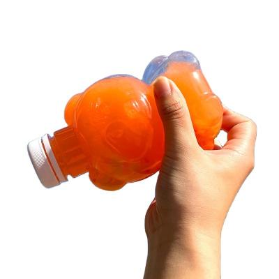 China Small Bear PCR RPET Thai Tea Bottle Juice Disposable Beverage Milk Tea Bottle for sale