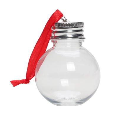 China Hot Selling Christmas Tree Hanging Ornaments Clear Round Pendant Baubles PET Christmas Booze Ball for sale