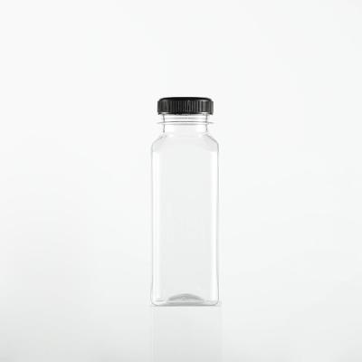 China 8oz 11oz 16oz Custom Transparent Coffee Disposable Beverage Square Containers With Tamper Evident Lids Plastic Juice Bottle for sale
