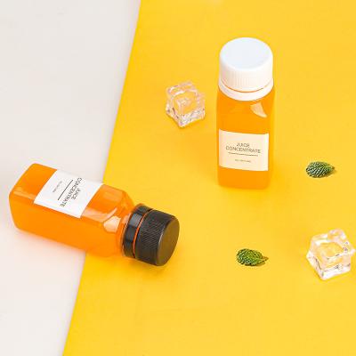 China 2Oz 60Ml PCR RPET Plastic Juice Shot Bottles With Tamper Evident Lid Mini Size Food Grade Plastic Small Juice Taste Bottles for sale