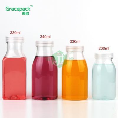China 200ml 300ml logo customized soft drinking packaging beverage container PLA plastic juice bottle for sale