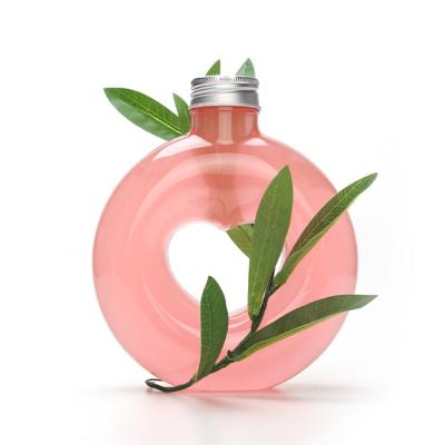 China Wholesale Transparent 500ml Plastic Can PET Round Ring Beverage Bottle With Aluminum Cap for sale