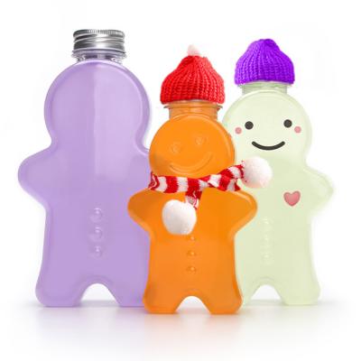 China High Quality Gingerbread Man Plastic Juicy Bottles Beverages Disposable With Aluminum Cap for sale