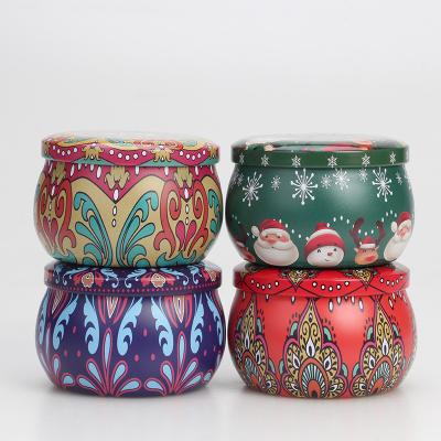 China Factory Sell Empty Wholesale Hot Selling Christmas Candy Gift Ornament Candle Tin With Lid for sale