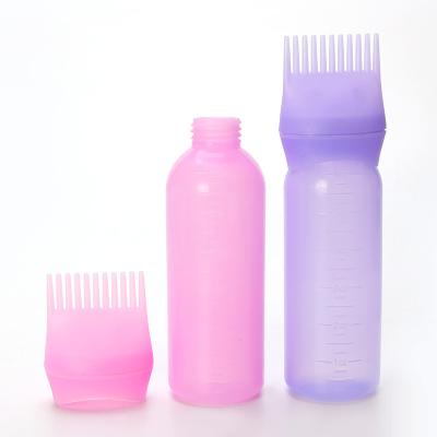China 6 oz Hair Coloring dye dispenser oil applicator bottle with comb brush for haircut for sale