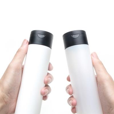 China Wholesale 300ml round plastic clear white lotion shampoo shower gel bottle shower packaging bottle with black cap for sale