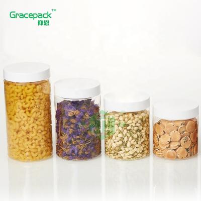 China Wholesale Round cylinder bath salt jar with black lid pet plastic jar 500ml for sale