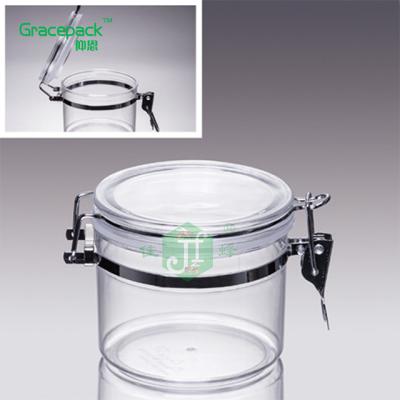 China 500ml 650mlBPA free transparent food grade food container airtight canister easy buckle candy cookie jar plastic pet kilner jars for sale