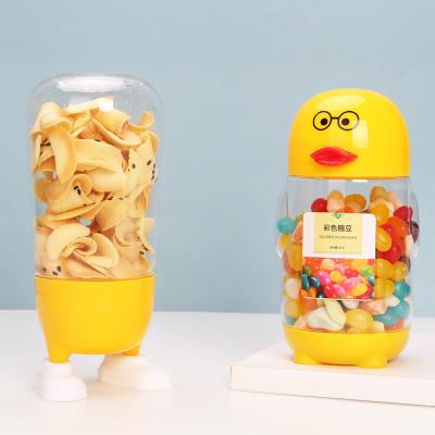 China 2021 Popular Sales Lovely Cartoon Eco Friendly Plastic Sweet Candy Cookie Chocolate Nuts Sealed Jar for sale