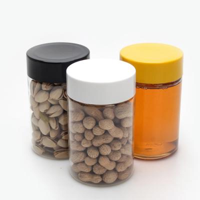 China 360ml aluminum cover plastic transparent storage tank grain sealed food storage jar with lid for sale