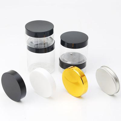 China New Cheap Empty Round Clear Luxury Cosmetic Plastic Jar For Skin Care Cream With Gold Lid ointment jar for sale