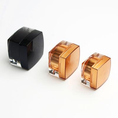 China Plastic cosmetic cream jar 30g 50g 100g Golden Acrylic Square shape Skin care face mask container packaging for sale