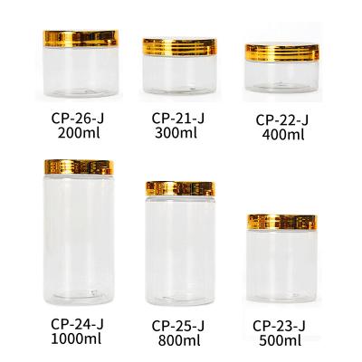 China 2 Oz 12Oz 16 Oz 6Oz 8Oz 120Ml 250G 50G Clear Round Wide-Mouth Pet Cosmetic Luxury Plastic Jars With Lid for sale