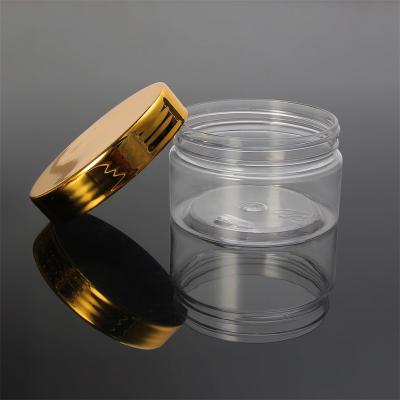 China Hot New Products Multi-Size PET Body Butter Golden Cap Custom Smooth Transparent Lip Balm Container Cosmetic Body ointment jar for sale