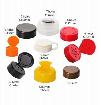 China 53mm 63mm Dual Flap Tap Cap PP Butterfly Shaker Lid With 3 Holes 7 Holes Double Flapper cap For Spice Bottle for sale
