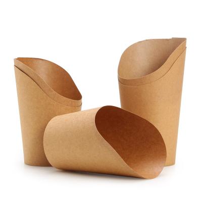 China 2021 Popular Sales French Fries/Chips Disposable Brown Kraft Paper Cups With Logo Printing for sale
