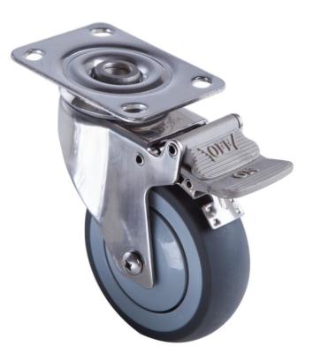 China TPR Stainless Steel Swivel Caster Wheels / Total Locking Steel Casters for sale