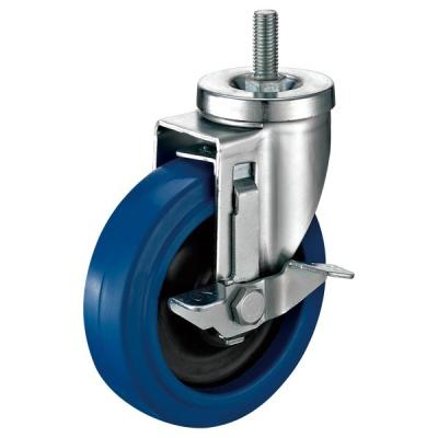 China Threaded Stem Heavy Duty Industrial Trolley Wheels With Side Brakes 3