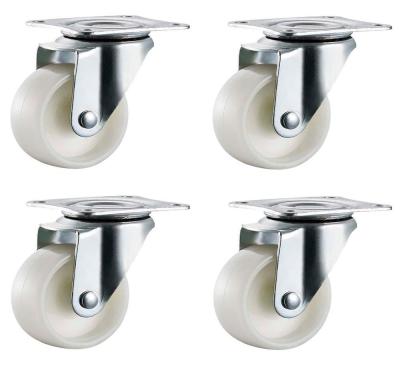 China White Nylon Rollerblade Furniture On Casters , Small 1 Inch Furniture Casters for sale