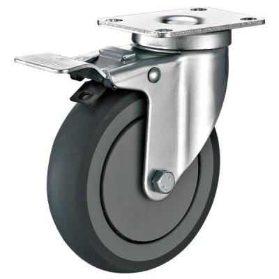 China Swivel Plate Large Industrial Caster Wheels TPR Diameter 75mm 100mm 125mm for sale