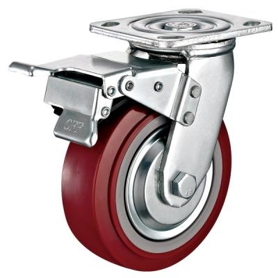 China Steel 6 Heavy Duty Casters / Industrial Casters With Brakes Top Plate Mount for sale