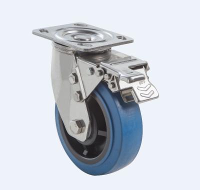 China SUS304 Stainless Steel PU Caster Wheel Heavy Duty Dual Ball Heat Treated Raceways for sale