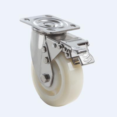 China 125mm Heavy Duty Nylon Caster Wheels / SUS304 Stainless Steel Casters Heavy Duty for sale