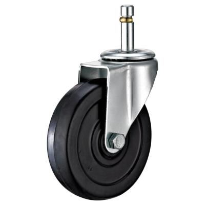 China Swivel Black Rubber Furniture Caster Wheels Light Duty Grip Stem Mounted for sale