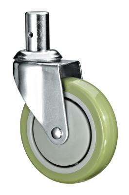 China Zinc Plate Finished Metro Stem Casters / Locking 5 Inch Solid Rubber Wheels for sale
