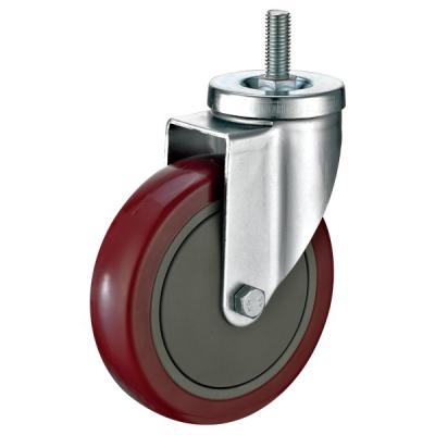 China Double Ball Bearing Industrial Caster Wheels With Threaded Stem Mounted for sale